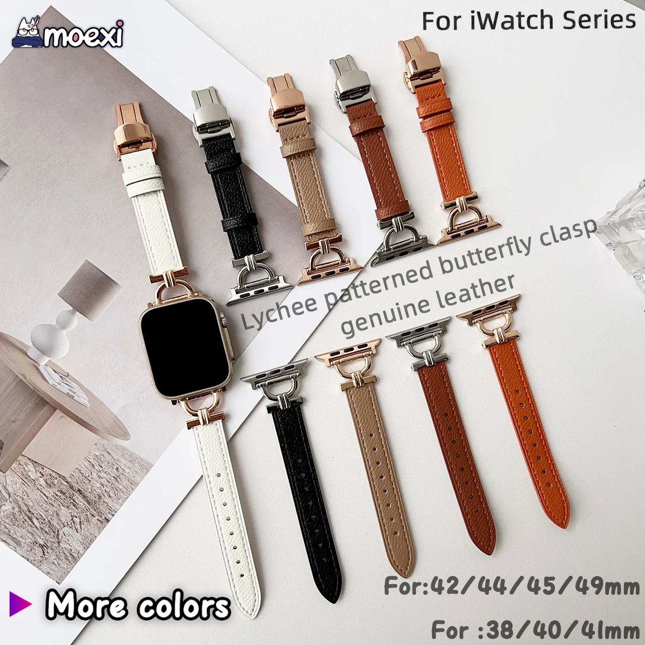 Lychee-patterned-genuine-leather-Strap-for-iwatch-HK10-HK9-Pro-Max-44 ...