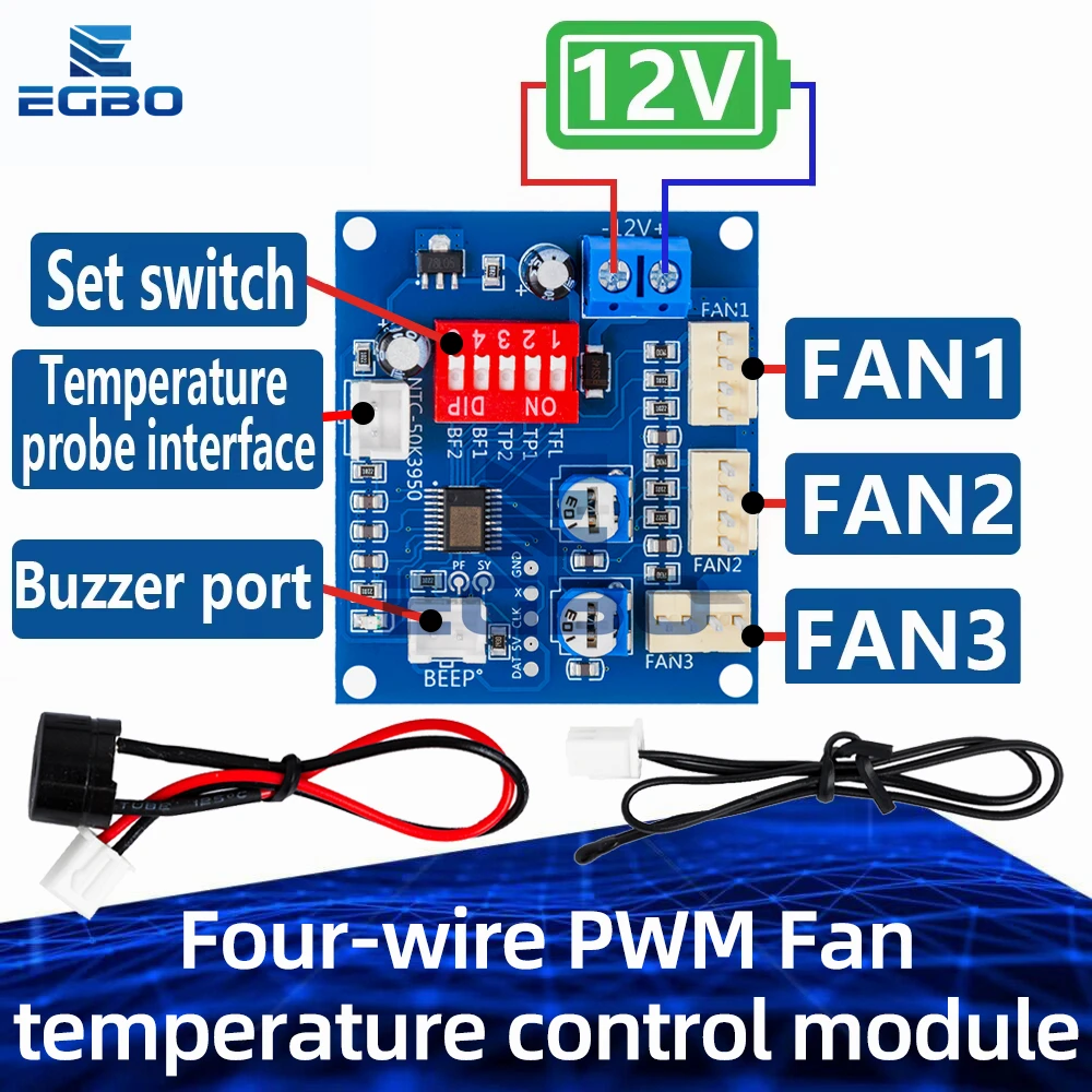 Four-wire-PWM-fan-thermostat-computer-cooling-fan-temperature-control-module-automatic ...