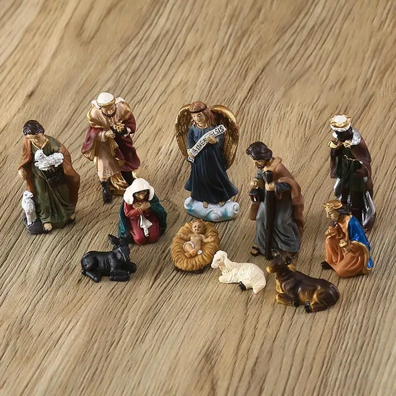Christ-Nativity-Statue-Scene-Set-Baby-Jesus-Manger-Figurines-Resin ...