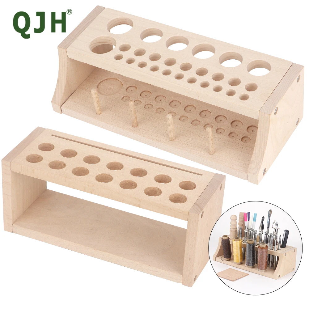 Wooden Leathercraft Tools Rack, Spool Thread Stand Tools DIY Storage ...