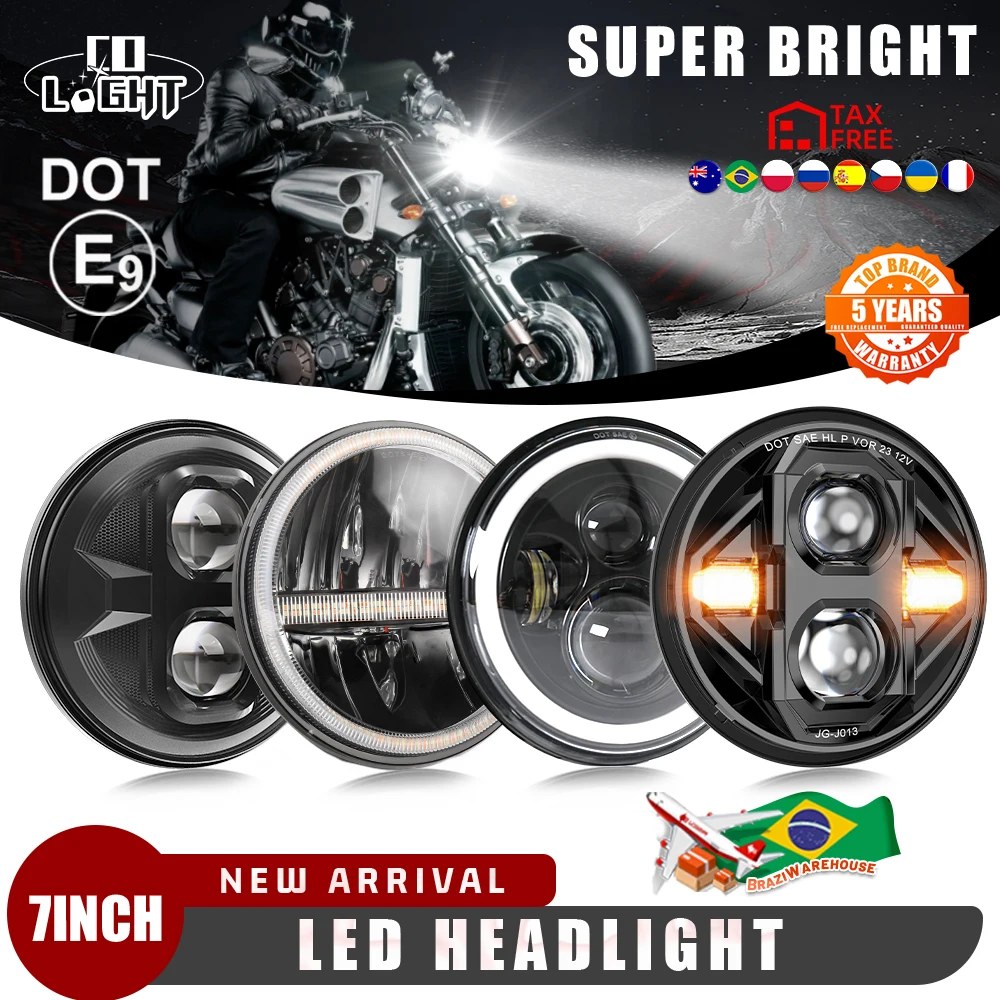 CO-LIGHT-7inch-Halo-Headlights-Hi-Lo-Beam-Angel-Eyes-DRL-E9-DOT ...
