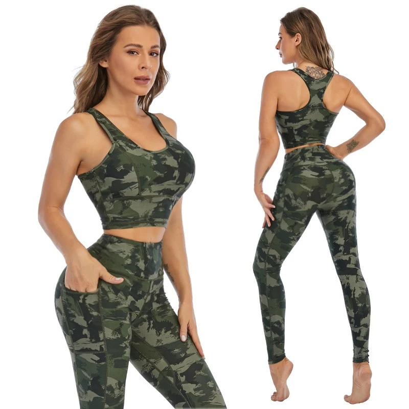 Cloud Hide Camouflage Yoga Set Gym Sports Wear Women S-XXL Clothes Workout Pants Leggings Top ...
