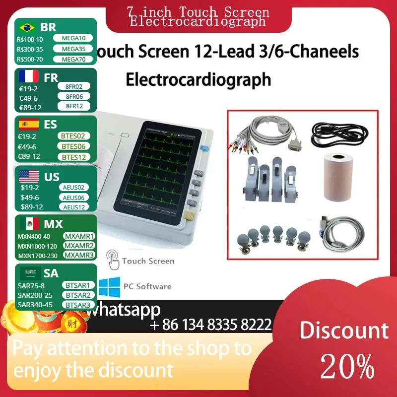 7-inch-touch-screen-ECG301-ECG601-Digital-3-6-Channel-12-Leads-ECG-EKG ...