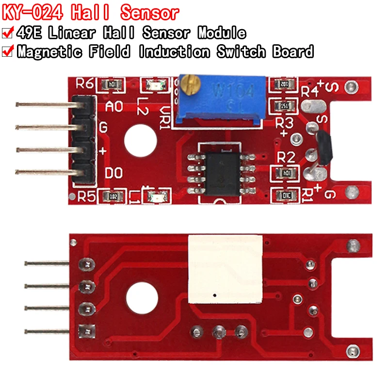1 ~ 10 Uds KY-024 placa de Sensor Hall magnético lineal interruptor de ...