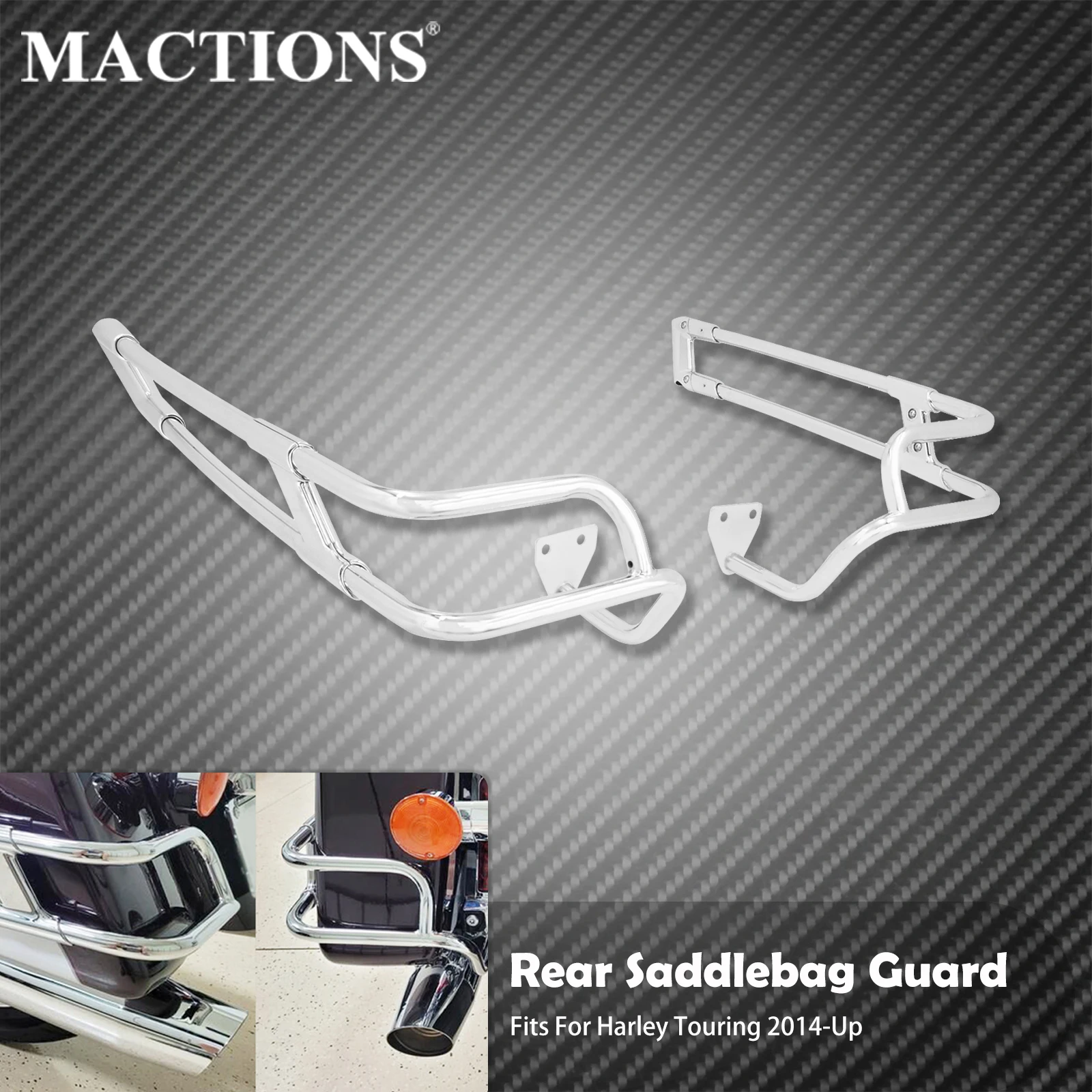 Motorcycle-Rear-Saddlebag-Guard-Steel-Rails-Chrome-For-Harley-Touring ...