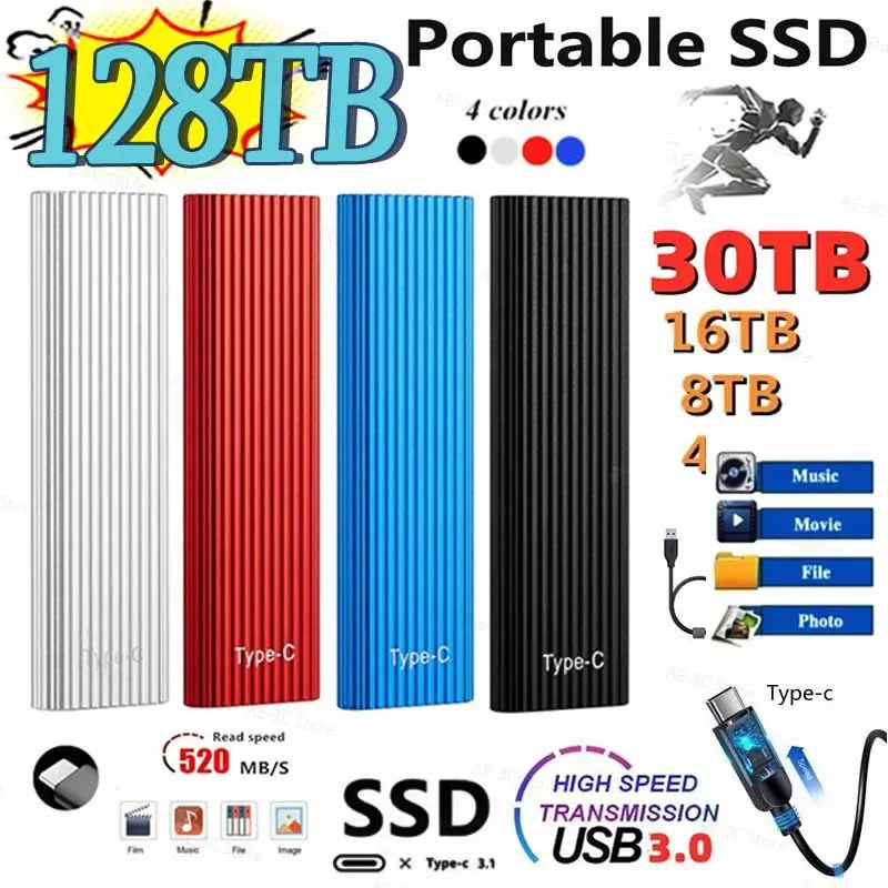 Portable Original SSD M2 External Hard Drive 1TB SSD 30TB 64TB 128TB ...