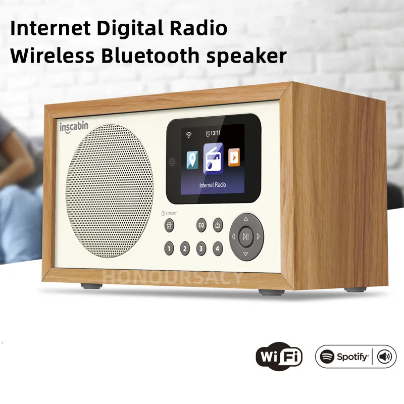 WiFi Internet Digital Radio Bluetooth 5.0 Speakers MP3 Player with LED ...