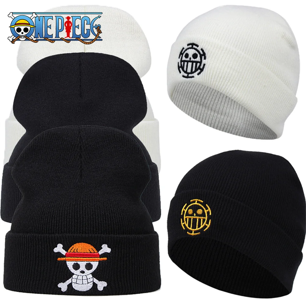 One piece knit Cap Student Luffy Skull Wool Sports Warm Brimless Cap ...