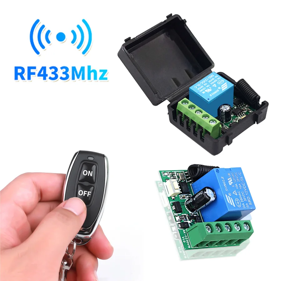 433Mhz-DC-12V-1CH-Universal-Wireless-Remote-Control-Switch-Relay-Module ...