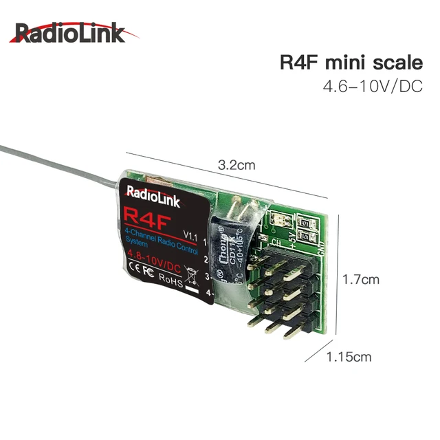 Radiolink R4FGM 4 Channel Mini Receiver with Gyro for 1:28 1:64 RC ...