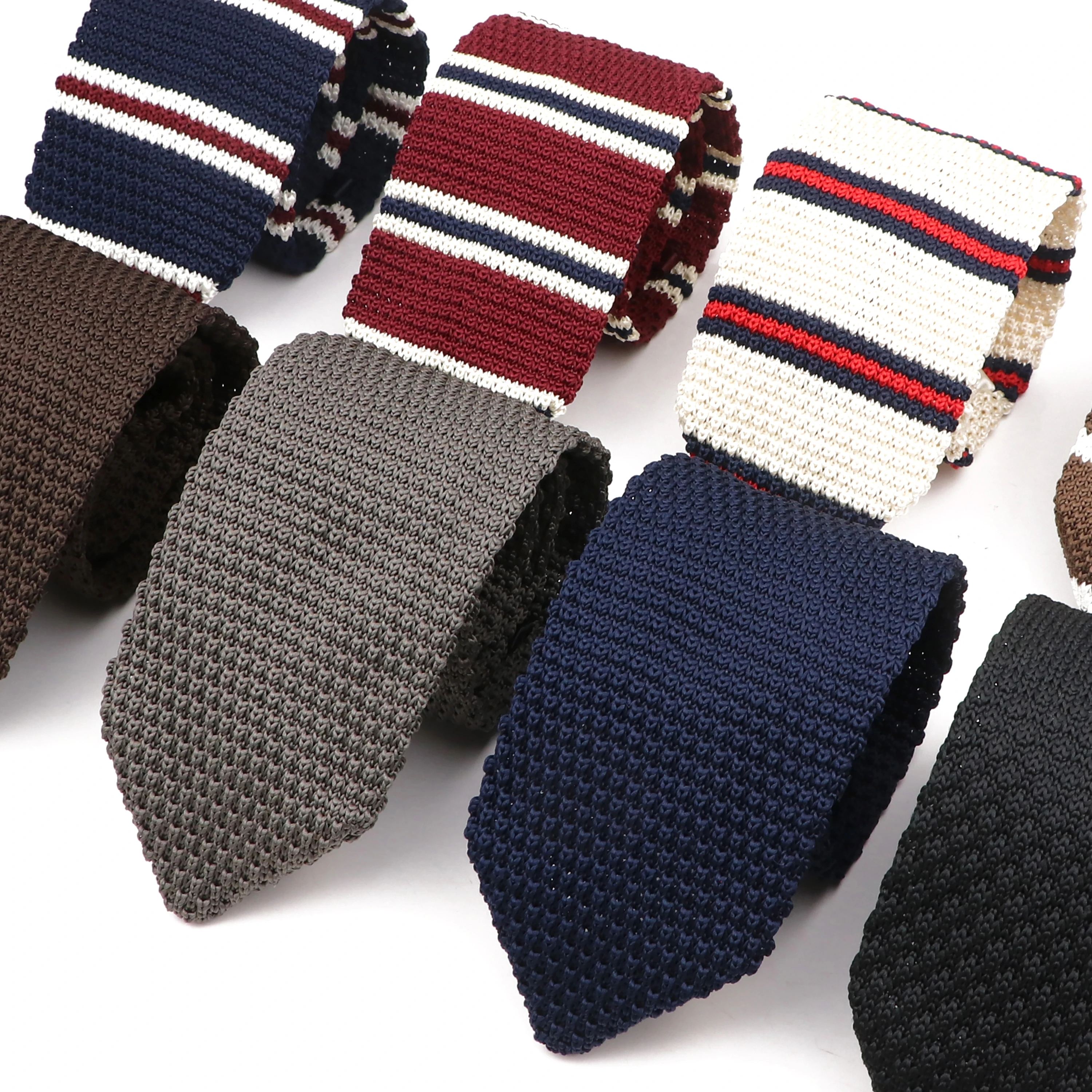 Classic-Striped-Knitted-Ties-For-Men-Leisure-Triangle-Skinny-Necktie ...