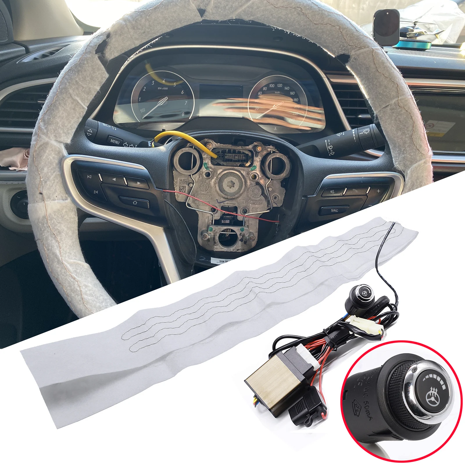 Universal Car Truck Heated Steering Wheel Cover Heater DIY Kit Pad ...