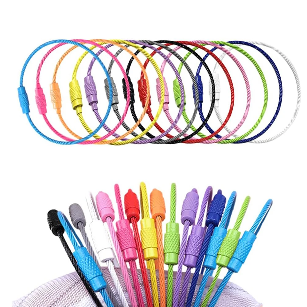 Colorful-Stainless-Steel-Wire-Keychain-Ring-Key-Keyring-Circle-Rope ...