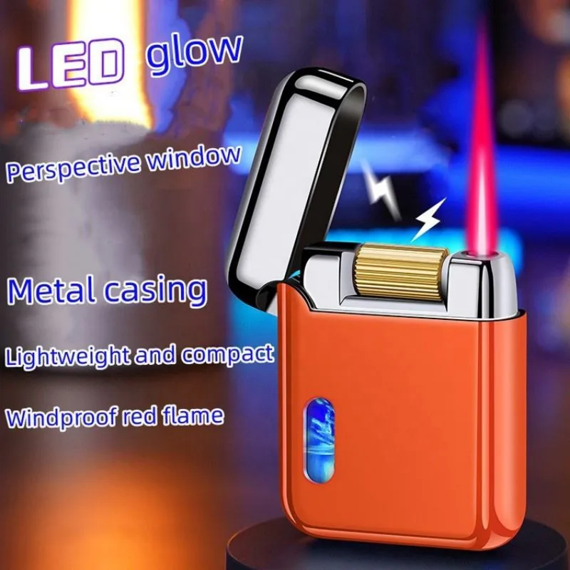 Type-C-USB-Rechargeable-Electric-Lighter-Windproof-Roller-Ignition-Red ...
