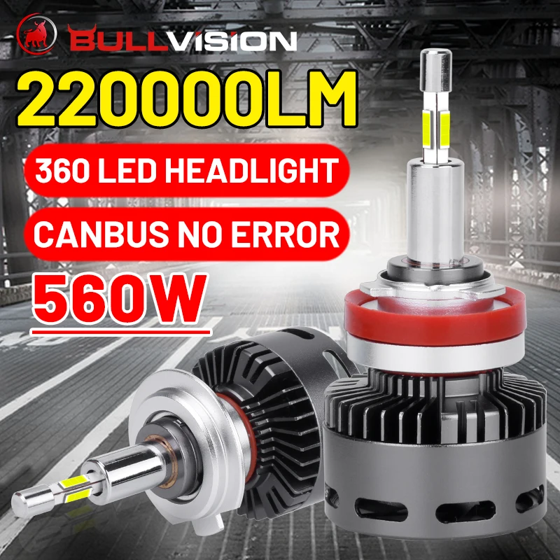 Bullvision-220000LM-560W-H4-H7-H11-360-3D-LED-Headlight-HB3-HB4-9005 ...