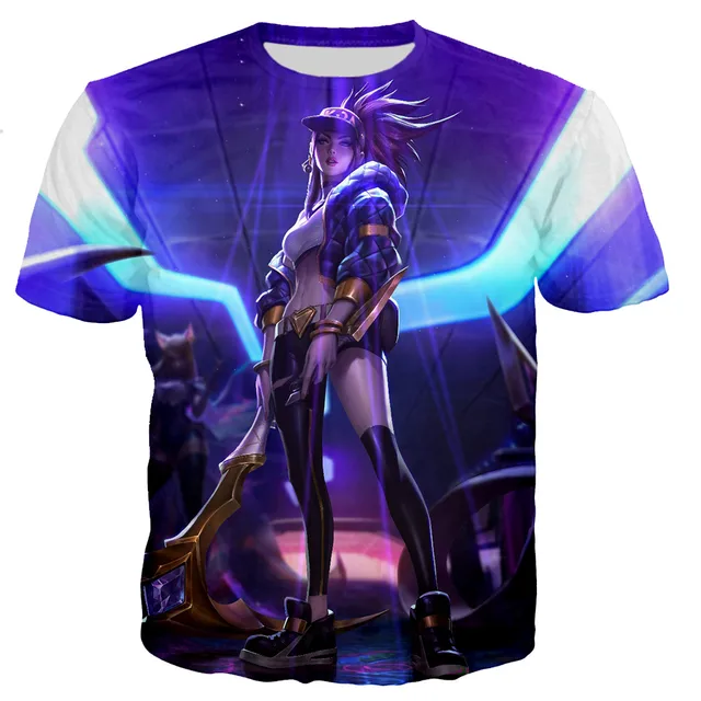 Erkekler kadınlar 3D baskılı seksi Akali T-shirt League Of Legends T ...