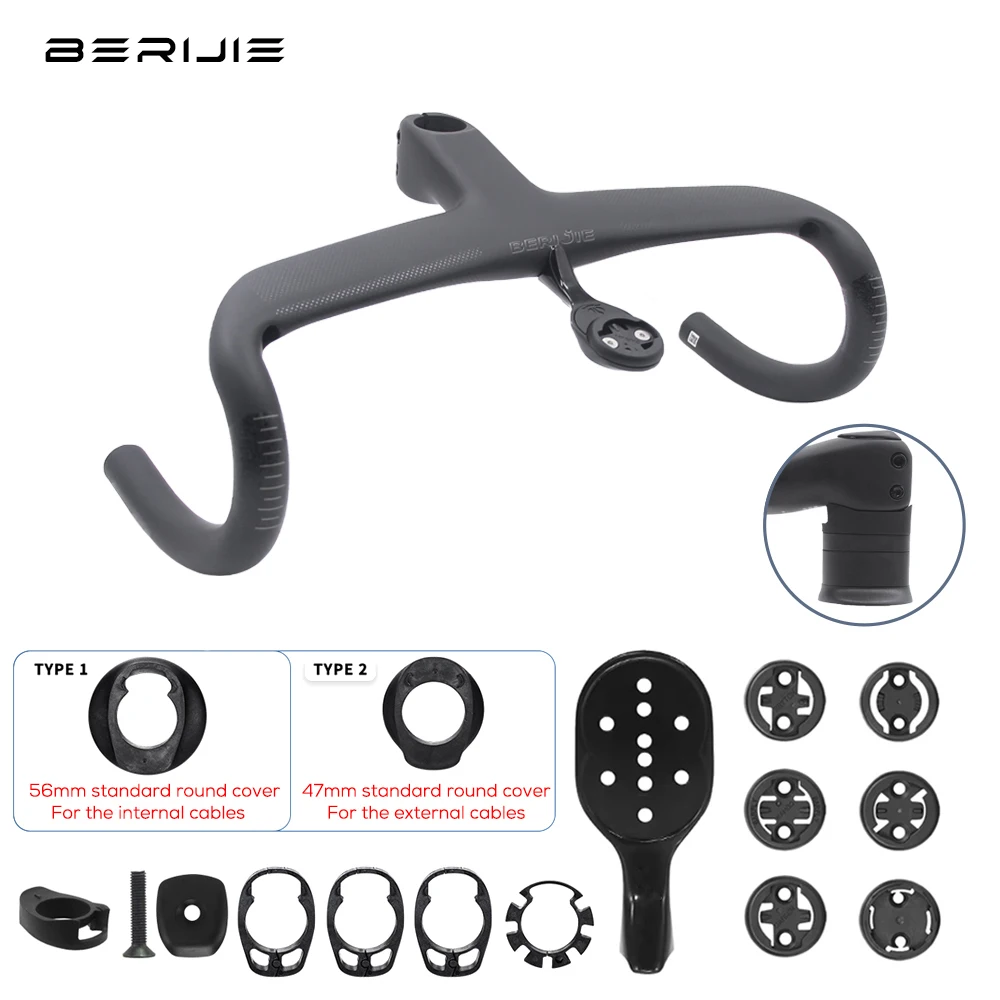 BERIJIE Road Bike Full Carbon Internal Cable Integrated Handlebar ...