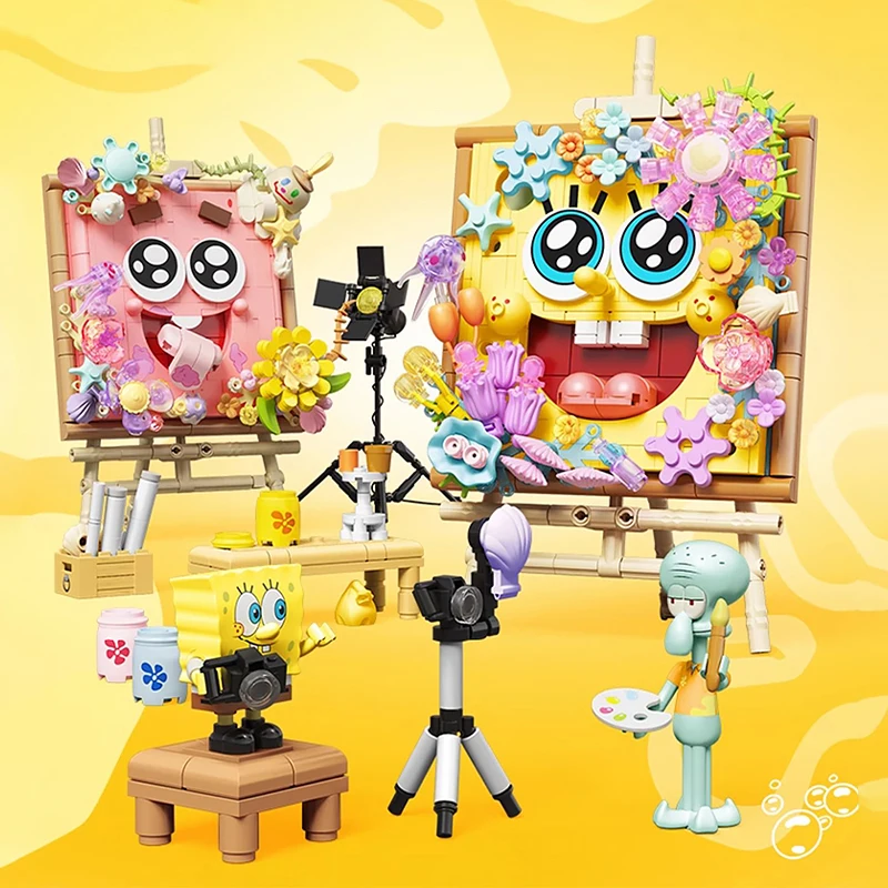 SpongeBob-SquarePants-Series-Building-Block-Creative-Bouquet-3D-Frame-Model-Bricks-Desktop ...