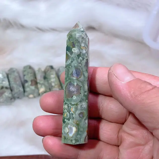 Natural Crystal Rainforest Jasper Tower Druzy Stone High Quality Point ...