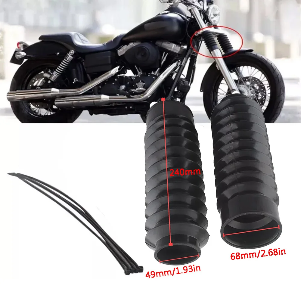 49mm For Harley Dyna Front Fork Rubber Gaiters Boots Shock Absorber ...