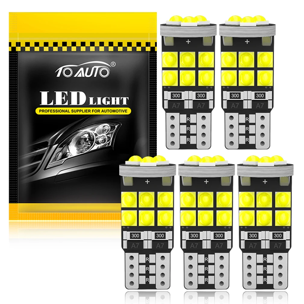 5pcs T10 W5W 194 501 Led Canbus No Error Car Interior Light T10 15 SMD ...