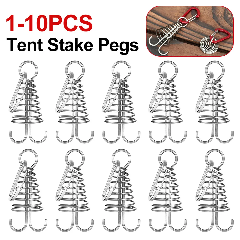 1-10pcs-Spiral-Shaped-Spring-Octopus-Deck-Peg-with-Carabiner-Hook ...