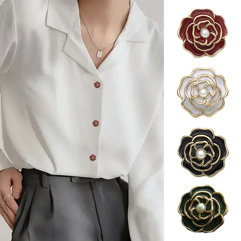 Pearl Camellia Button Up for Women, Knitted Buttons, DIY Sewing Buttons ...