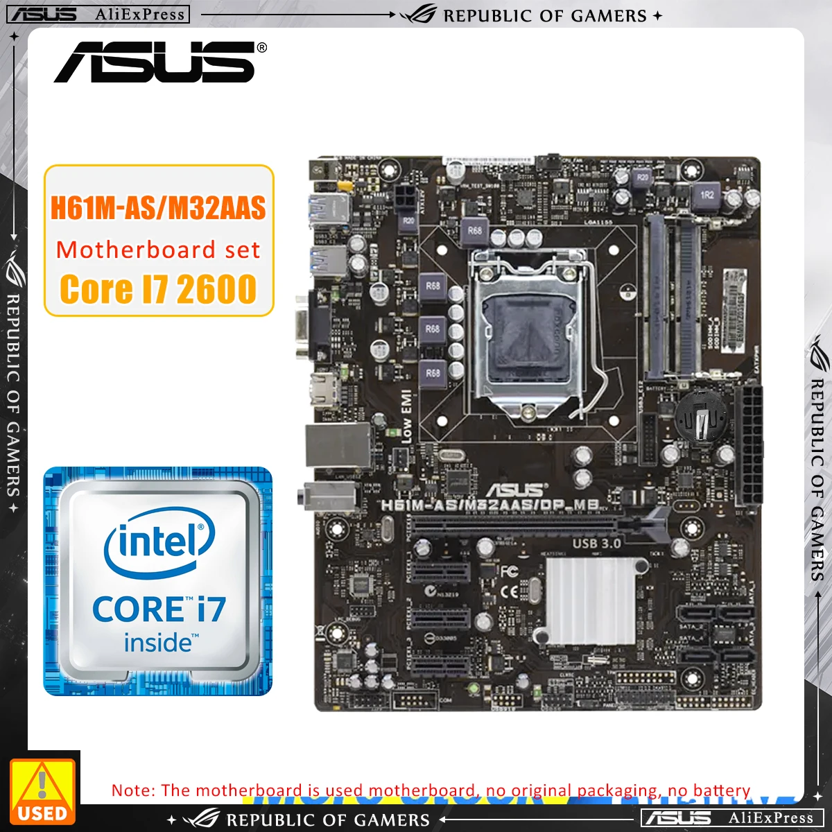ASUS-H61M-AS-M32AAS-Comes-With-I7-2600-CPU-Motherboard-Set-And-Intel ...