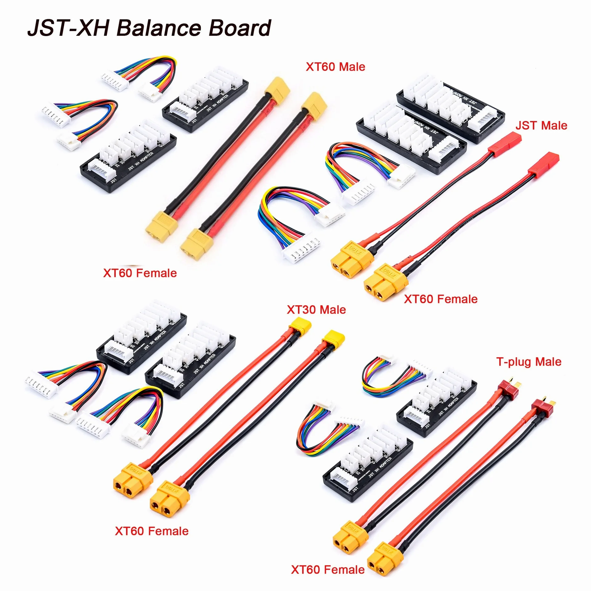 2pcs XT60/XT30/EC5/T Plug Charging Cable +2pcs JST-XH Balance Board For ...