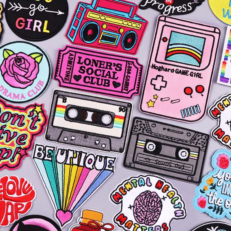 Cartoon-Tape-Embroidered-Patch-on-Clothes-DIY-Rainbow-letter-Iron-On ...