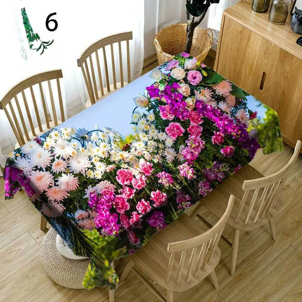 Flower-Rose-Plant-3d-Table-Cover-Rectangular-Table-Cloth-Waterproof ...