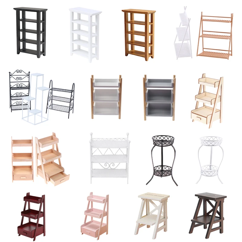 1-12-Dollhouse-Miniature-Furniture-Mini-Wood-Flower-Stand-Racks-Metal ...