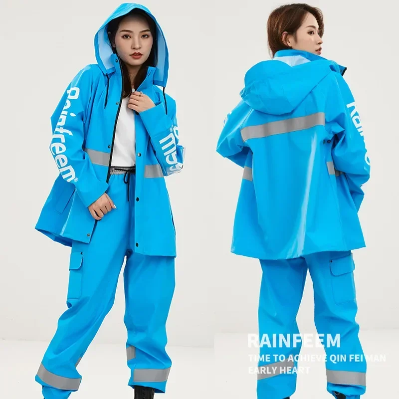 Waterproof Raincoat Set, Men's and Women's Raincoats, Pants, Plush ...