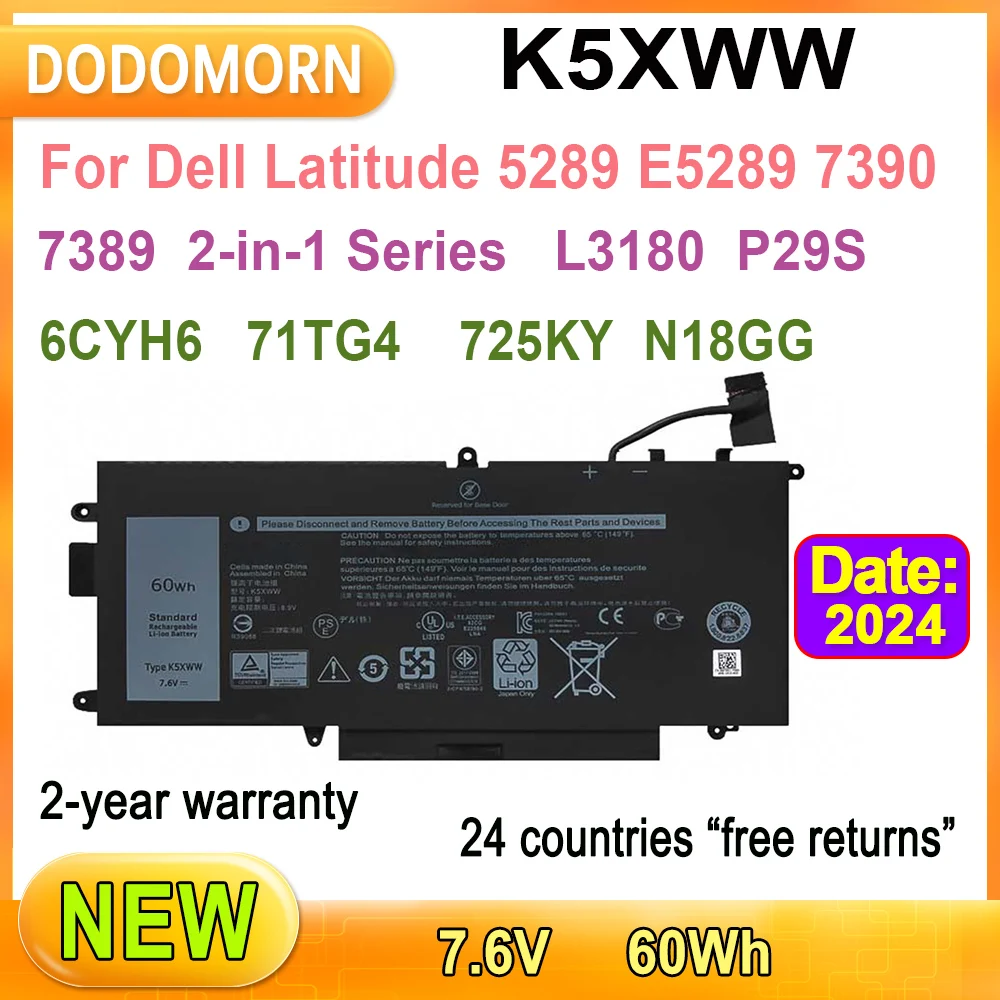 New-K5XWW-71TG4-Laptop-Battery-For-DELL-Latitude-5289-7389-7390-2-in-1 ...