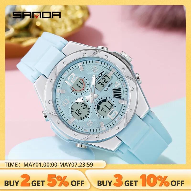 SANDA-Luxury-Ladies-LED-Digital-Sport-Watch-Fashion-Casual-Gold-Wrist ...