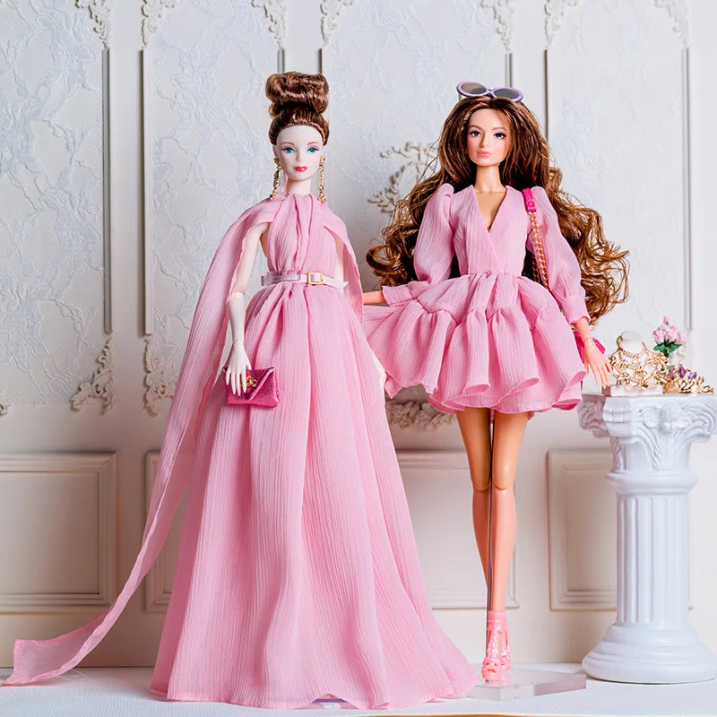 32cm-Supermodel-Doll-Clothes-Suit-European-Fashion-Pink-Long-Gown ...