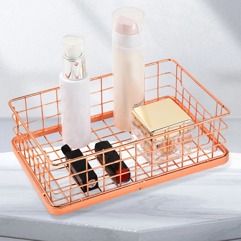 Nordic-Gold-Metal-Iron-Makeup-Pen-Storage-Basket-Office-Desktop ...