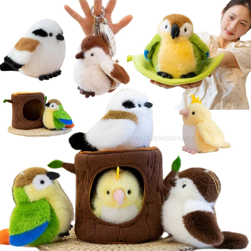 Creative Lifelike Bird Nest Tree House Plush Doll Bird And Nest or Leaf ...