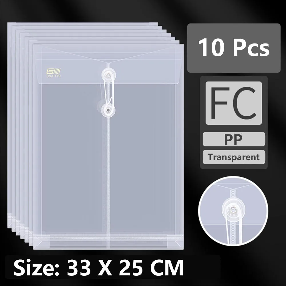 10Pcs-Transparent-File-Bag-A4-18C-Plastic-Document-Storage-Bag-Office ...