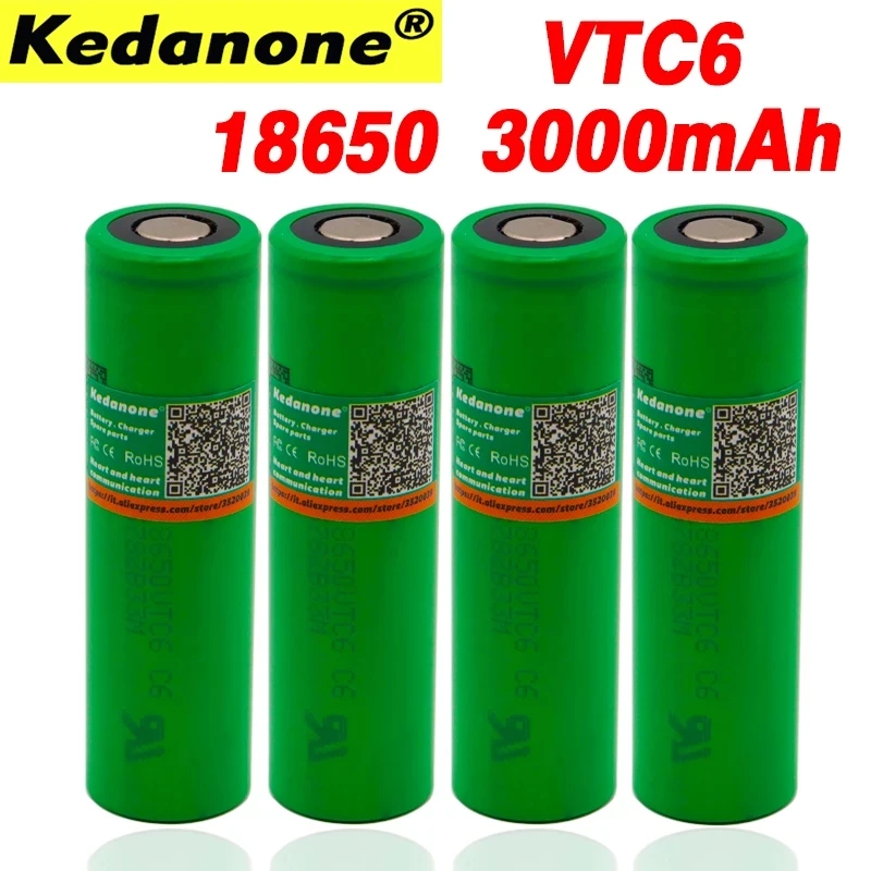 Batería recargable de iones de litio 100% original, 18650 mAh, 3000 V, VTC6 30A para Sony ...