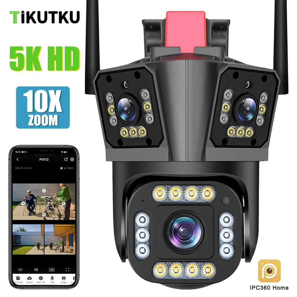 5K-12MP-WiFi-Camera-Outdoor-10X-Zoom-Security-Protection-IP-Cam-Three ...