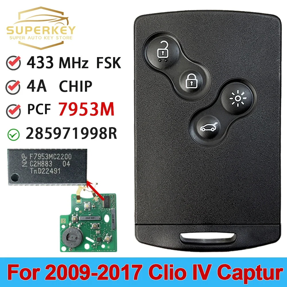 SUPERKEY-Chave-Keyless-Smart-Card-PCF7953M-Renault-Clio-IV-Captur-2009 ...