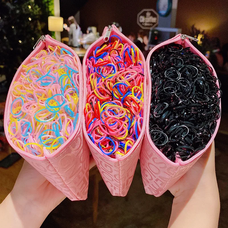 2000pcs/pack Colorful Small Disposable Hair Bands Scrunchie Girls ...
