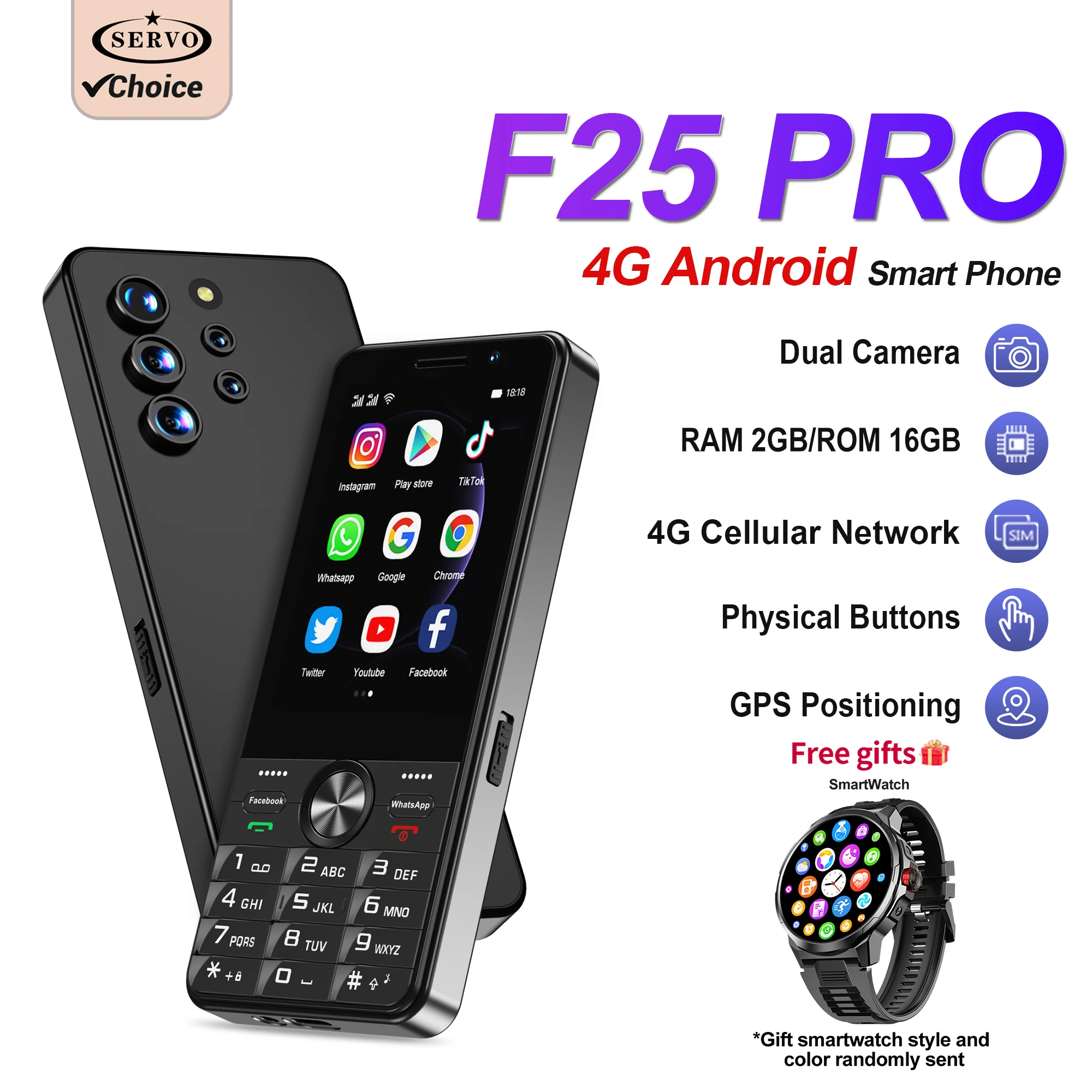 Free Gift! SERVO F25 PRO Android Smartphone 4G Network Dual SIM 2+16GB ...