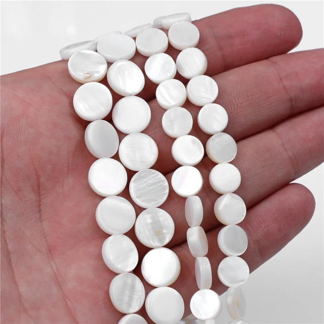 Natural White Flat Round Shell Piece Mother of Pearl Shell Beads for ...