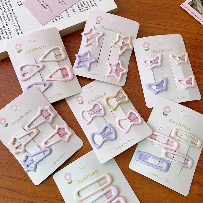 4pcs-set-Hollow-Ellipse-Shape-Matt-Alloy-Hairpins-Simple-Solid-Color ...