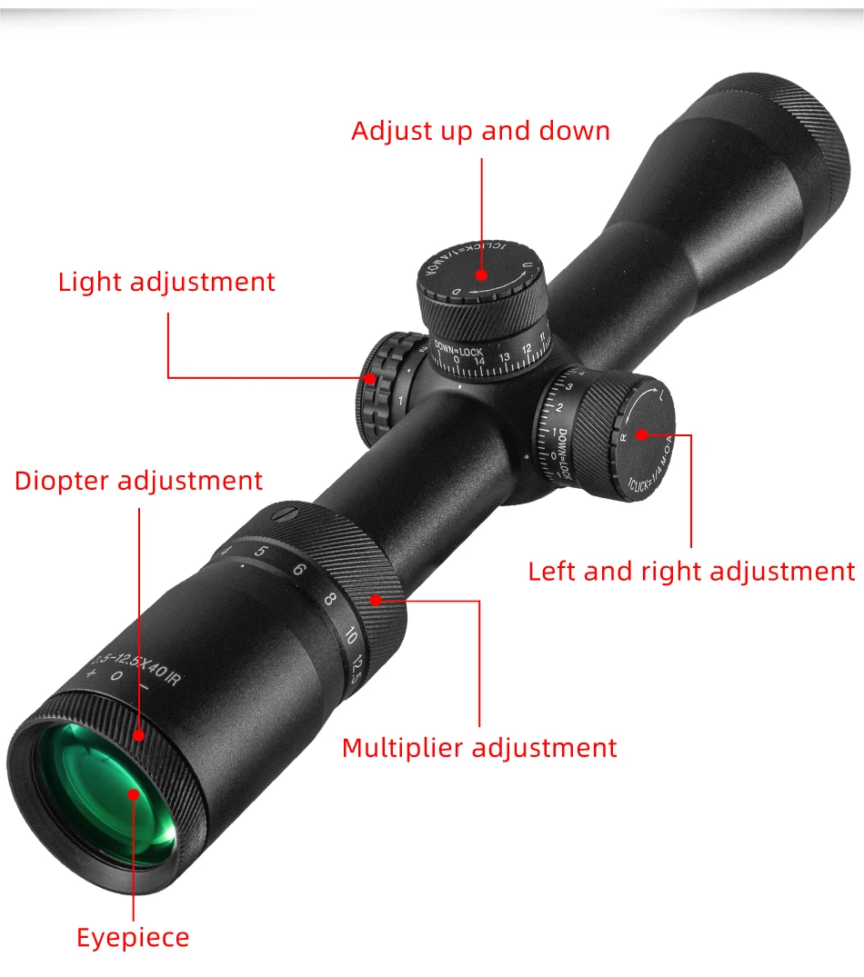 DOCTER 2.5-12.5X40 IR Scopes Hunting Air Rifle Scope Wire Rangefinder ...
