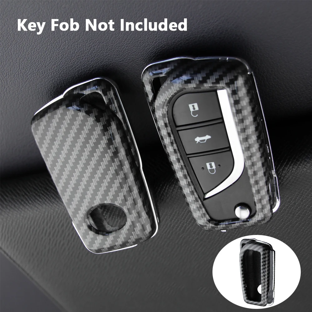 Carbon-Fiber-Style-Car-Key-Fob-Case-Cover-Shell-with-Keychain-For ...