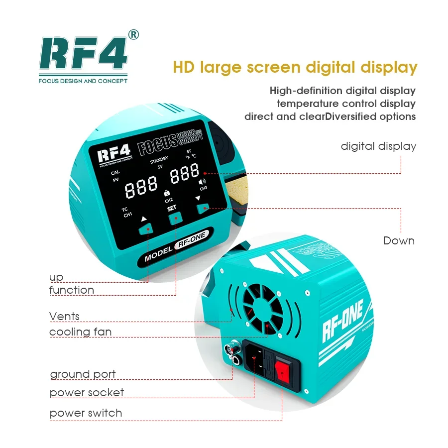 US$ 125.00 - RF4 RF-H2 Hot Air Gun Rework Station LED Digital Soldering Station Electric ...