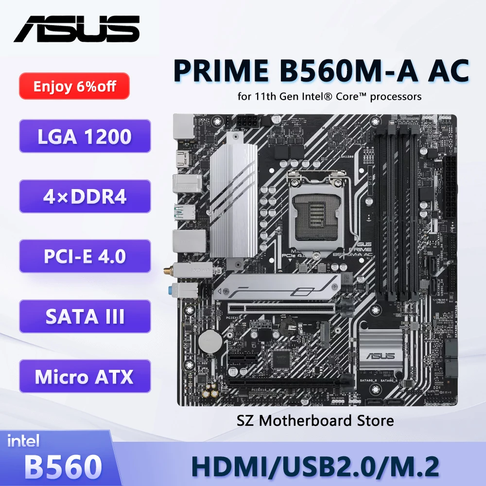 ASUS PRIME B560M-A AC placa-mãe B560 placa mãe LGA1200 CPU Suporte i5 ...
